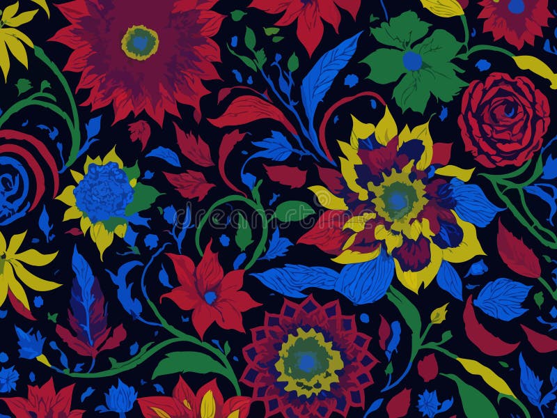 Funky Floral Pattern Background Stock Illustration - Illustration of ...