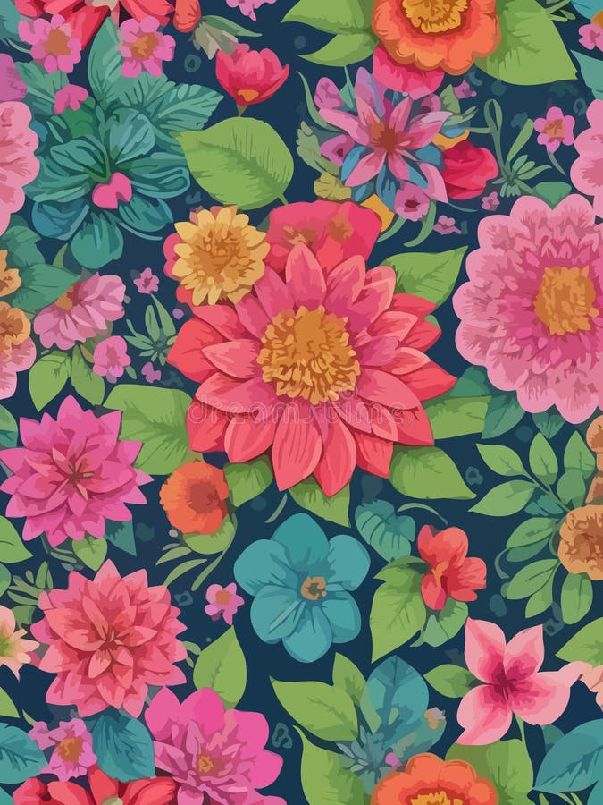 A Mesmerizing Display of Abstract Floral Patterns Stock Illustration ...