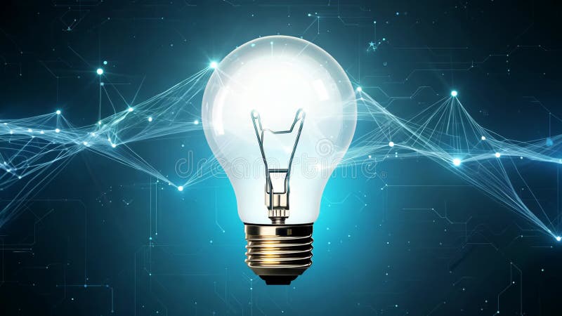 Captivating Abstract Light Patterns Illuminate a Glowing Light Bulb in ...