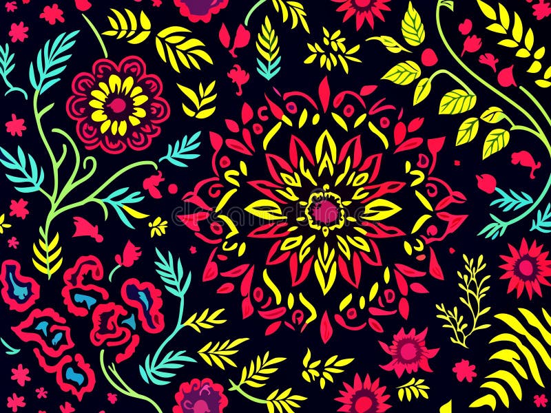 A Mesmerizing Display of Abstract Wild Floral Patterns Stock Illustration - Illustration of font ...