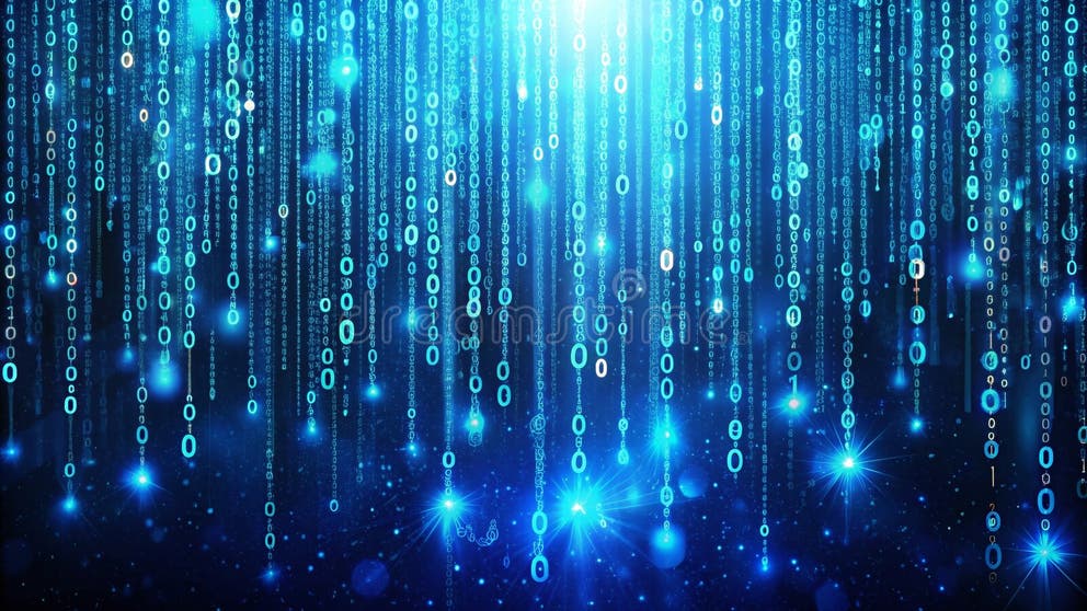 A Mesmerizing Display of Binary Code Cascading Numbers and a Vibrant ...