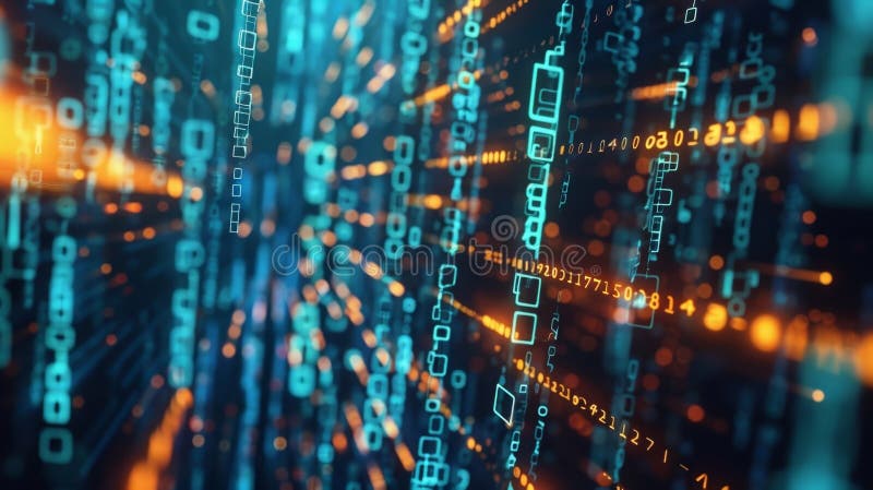 A Mesmerizing Display Of Binary Code And Geometric Shapes Illustrates