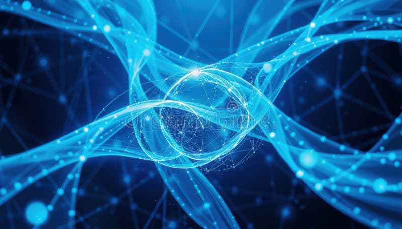 Mesmerizing Display of Blue Light Waves and Particles, Representing ...