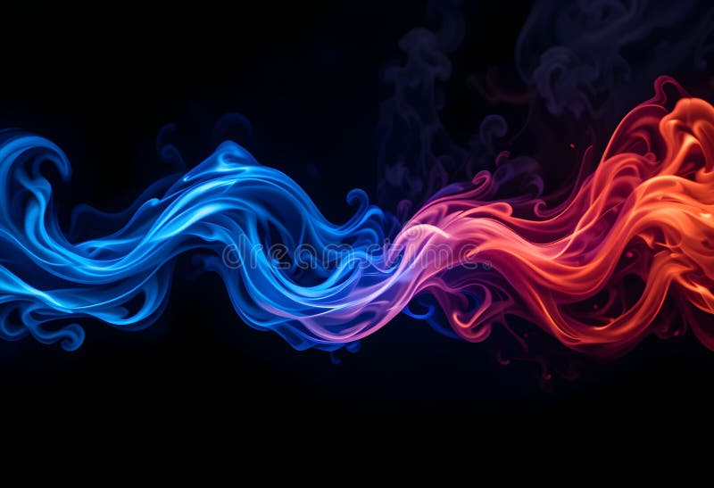 A Mesmerizing Display of Blue and Red Flames Twisting and Intertwining ...
