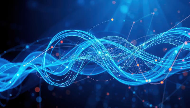 Mesmerizing Display of Blue Waves and Light Particles, Representing ...