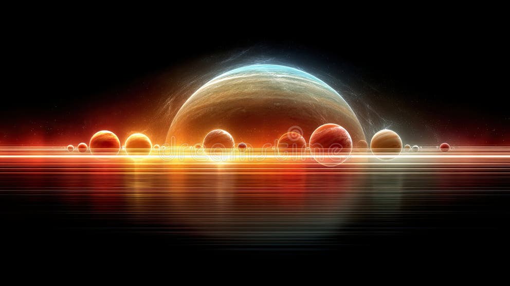 Celestial Alignment of Planets and Moons Creating a Stunning Golden ...