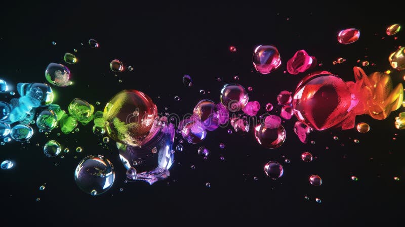 A Stunning Array of Bubbles Floating on a Dark Background Stock Photo ...