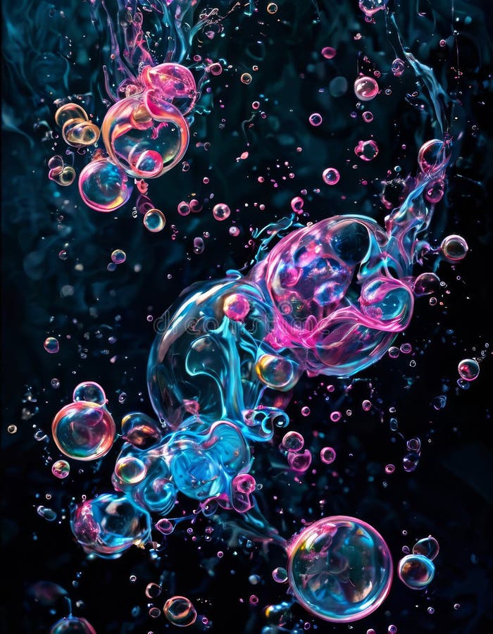 Colorful Abstract Bubbles Floating in Liquid, Close-up Stock Photo ...
