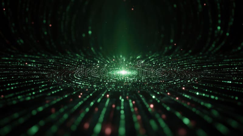 A Mesmerizing Display of Green Light Particles Swirling and Converging ...