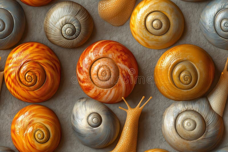 Artistic Rendering of Vibrant Snail Shells Creating a Captivating ...