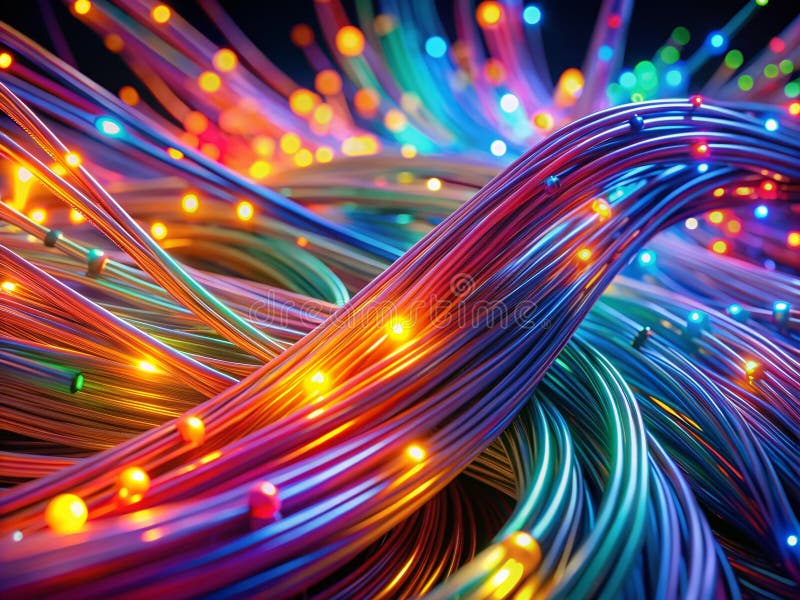 A Mesmerizing Display of Neon Fiber Optic Waves Showcasing Abstract ...