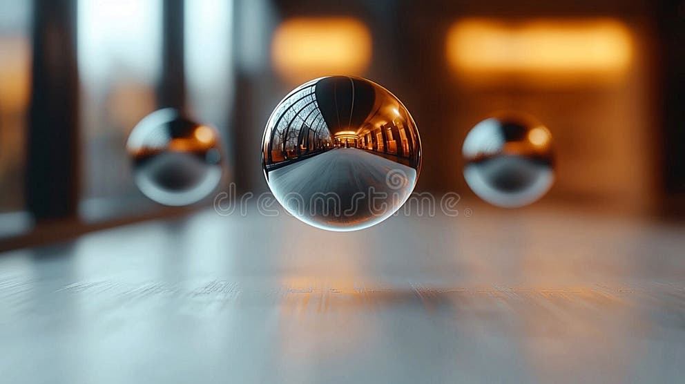 Reflective Spheres Floating with Interior Reflection View Isolated on ...