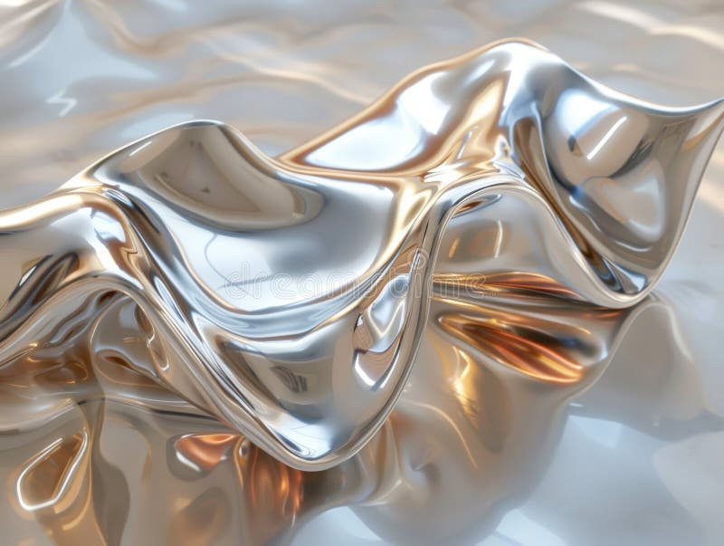 Shiny Chrome Abstract Fluid Metal Texture in Dynamic Fluid Form Stock ...