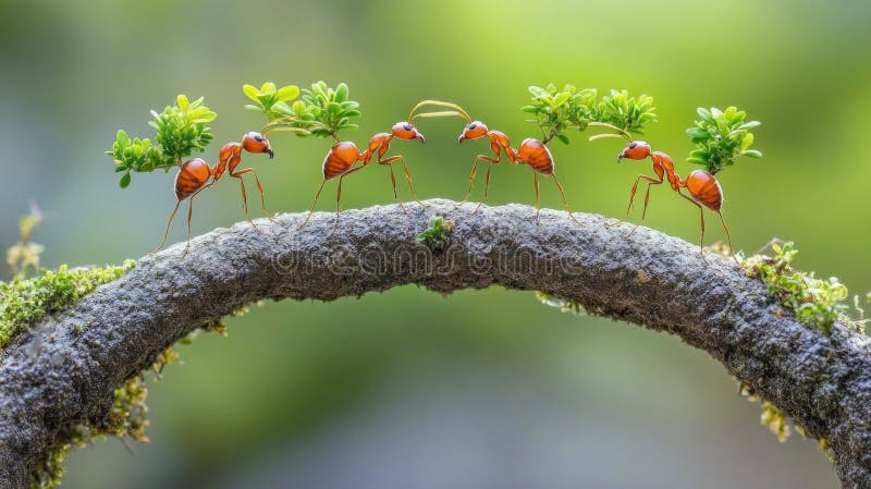 Tiny Ants Working Together To Carry Large Leaves, a Stunning Example of ...