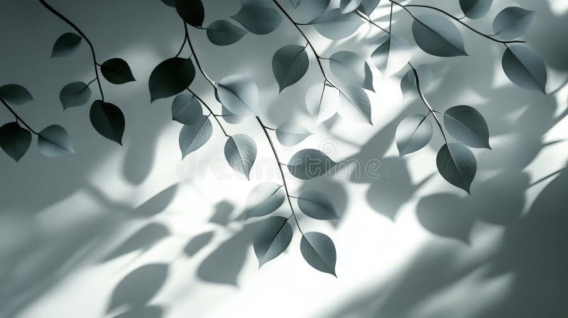 A Mesmerizing Display of Tree Leaf Shadows on a Gentle, Textured White ...