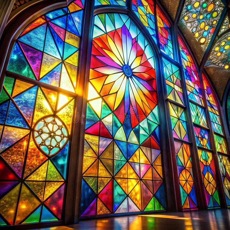 Stained Glass Color Refraction Stock Illustration - Illustration of ...
