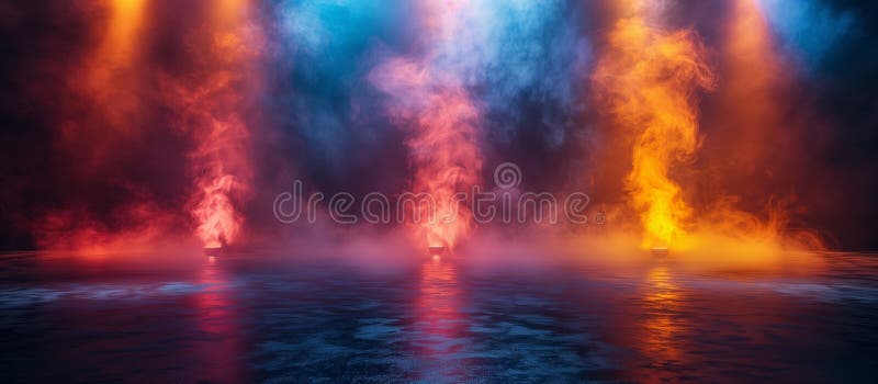 A Mesmerizing Display of Vibrant Illuminated Mist in Symmetrical ...