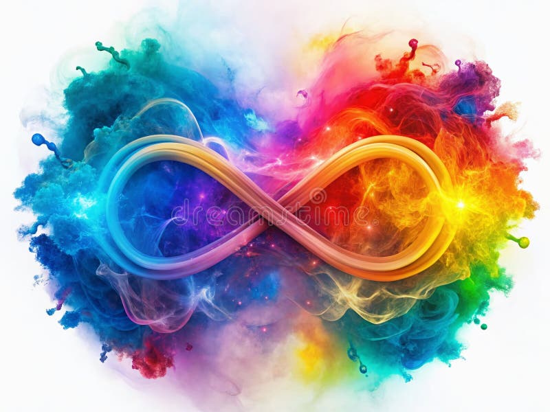 A Mesmerizing Double Exposure of a Rainbow Infinity Symbol Swirling ...