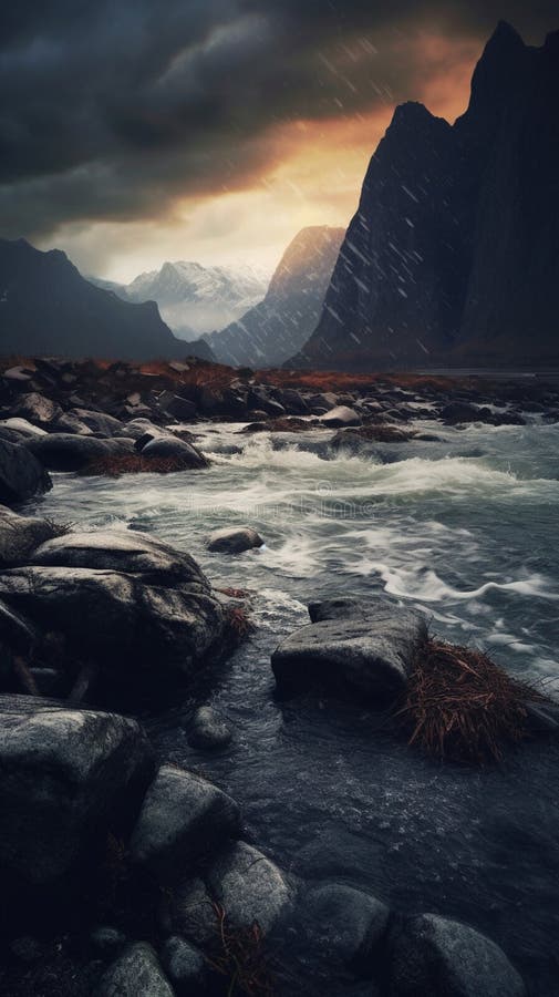 Mesmerizing Dramatic Landscape Photography, Generative AI Stock ...