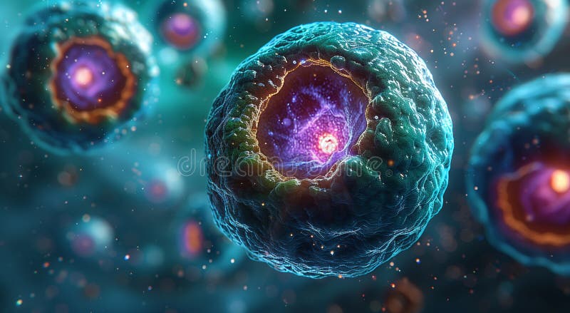 A Mesmerizing Electric Blue Pattern of Floating Cells in Water Stock ...