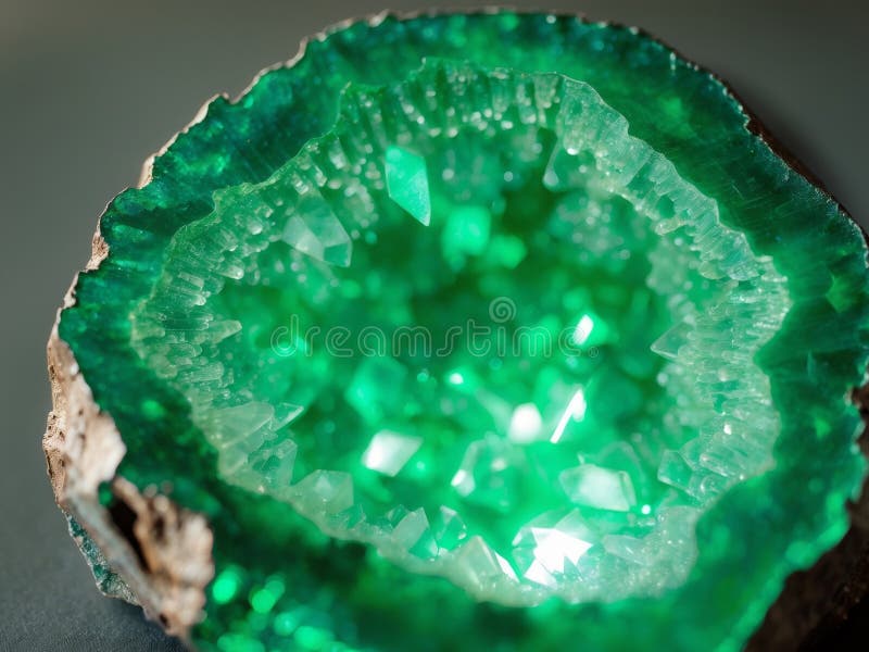 Mesmerizing Emerald Geode. a Captivating CloseUp of Sparkling Green ...