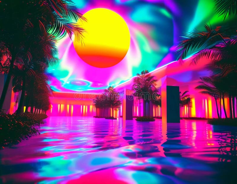 A Mesmerizing Environment Showcases Vivid Colors Blending in the Sky ...