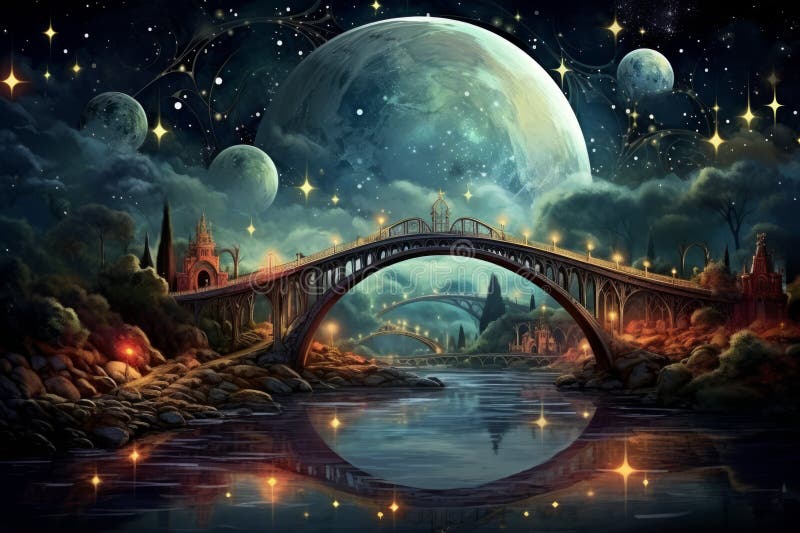 Whimsical Starlight Bridges in Fantasy - Generative AI Stock ...