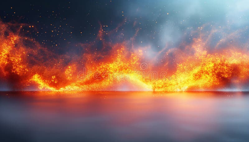 Mesmerizing Fire Waves on Serene Waters Stock Image - Image of ...