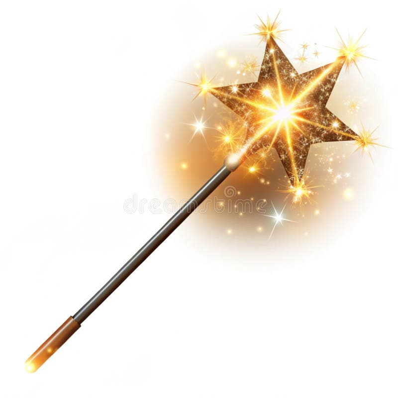 Floating Glowing Magic Wand with Animated Sparkles Stock Illustration ...