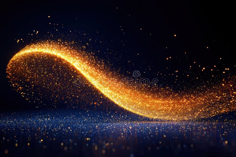Dynamic Golden Sparkle Flow Abstract Background Light Effects Digital ...