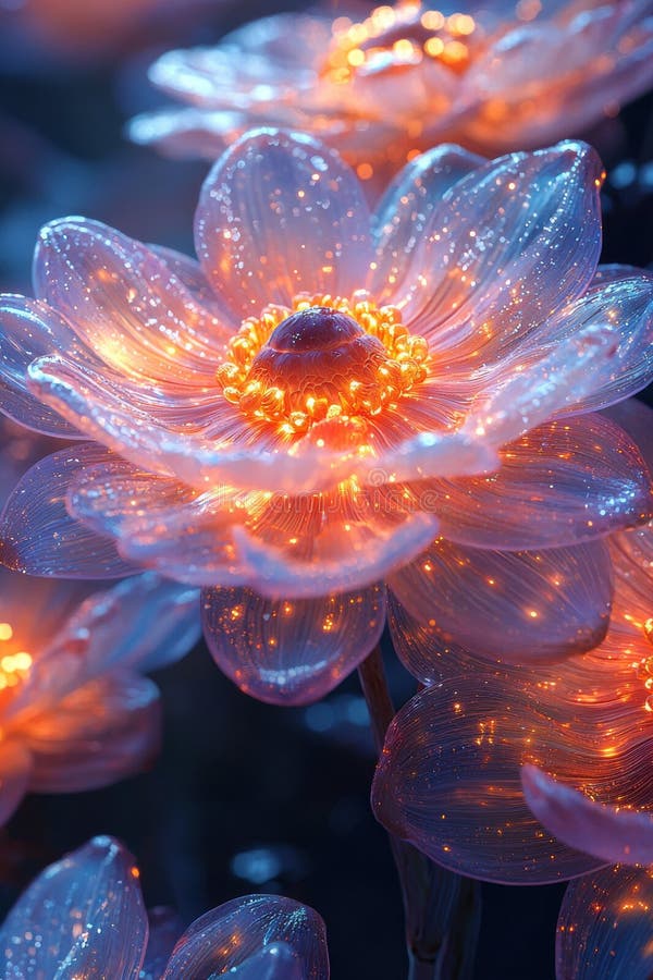 Mesmerizing Flower with Glowing Petals and Sparkling Details, Creating ...