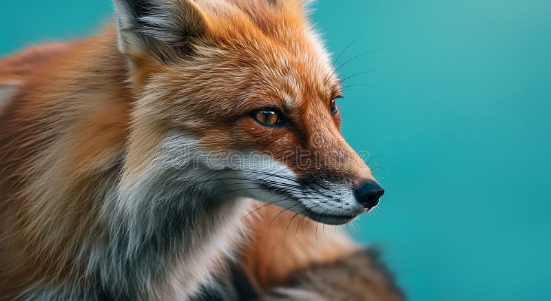 A Mesmerizing Fox Portrait Against a Teal Backdrop - Generated Using Ai ...