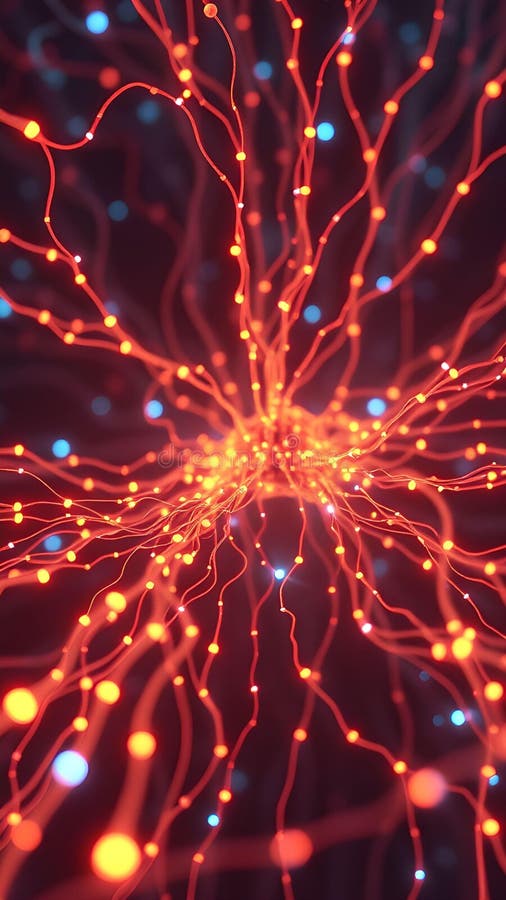 Mesmerizing Fusion: Glowing Data Streams & Interconnected Cables Form ...