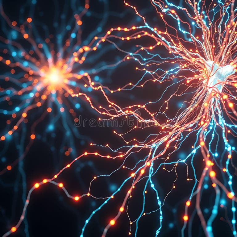 Mesmerizing Fusion: Glowing Data Streams & Interconnected Cables Form ...