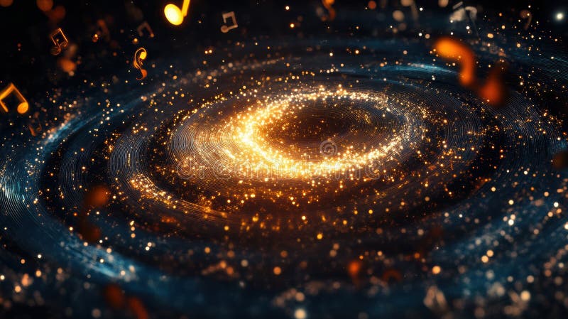 3D Galaxy of Stars Creating a Spiral Pattern Resembling a Sound Wave ...