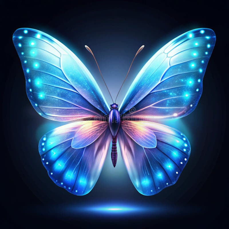 Floating Glowing Butterfly with Animated Wing Flaps Stock Illustration ...