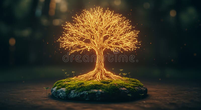 A Mesmerizing Glowing Circuit Tree Symbolizing Digital Connections ...
