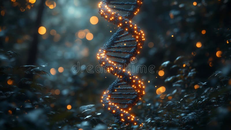 Mesmerizing Glowing DNA Structure Surrounded by Ethereal Nature Stock ...