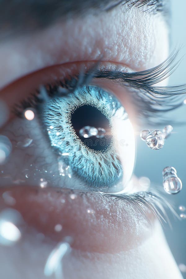 A Mesmerizing Glowing Eye Showcases a Soft Blue Iris, Accompanied by ...