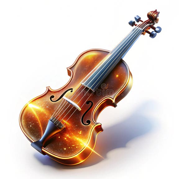 Glowing Violin with Floating String Movement Stock Illustration ...