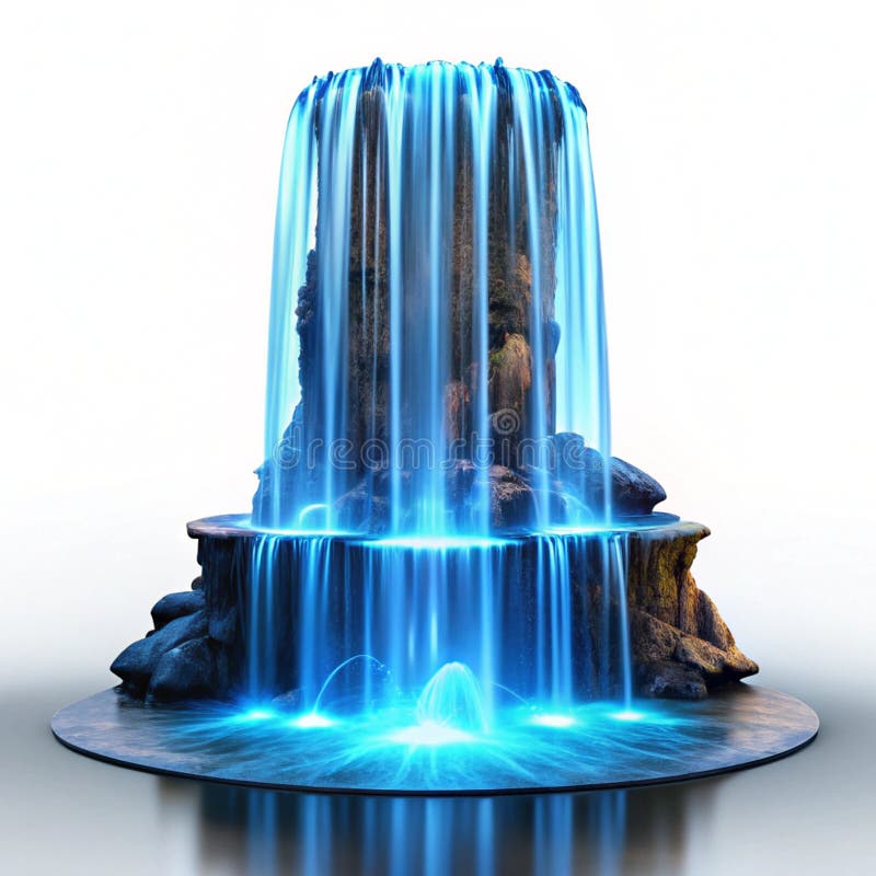 Levitating Glowing Waterfall with Animated Water Flow Stock ...