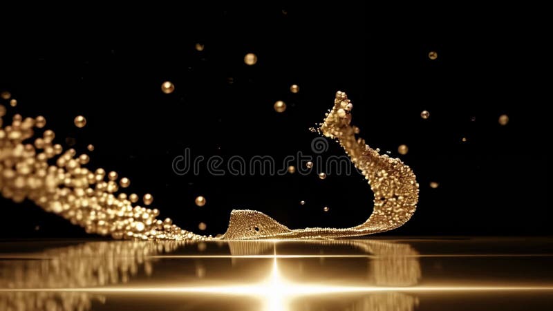 Gold Particles Flow in Mesmerizing Patterns Against a Dark Background ...