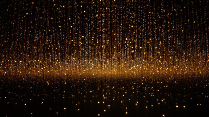 Mesmerizing Golden Glitter Rain Falling in Slow Motion Against a Dark ...
