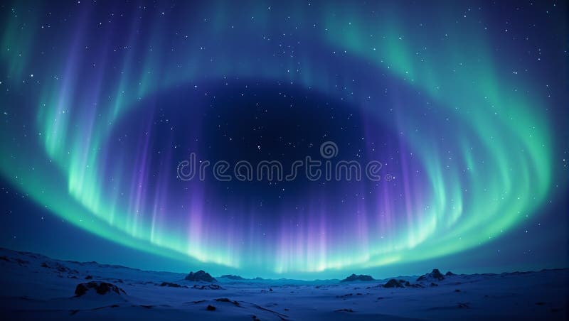 Mesmerizing Green and Lavender Auroras Encircle a Dark Void on a ...