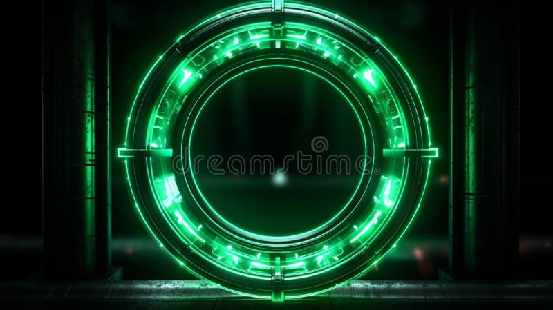 Mesmerizing Green Neon Circle with Industrial Feel Stock Illustration ...