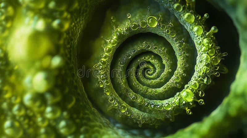Swirling Green Spiral with Bubbles Showcases Nature S Intricate Beauty ...
