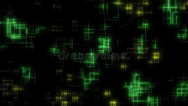 Mesmerizing Grid of Glowing Green and Yellow Squares Stock Footage ...