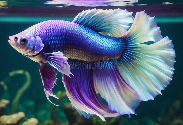 A Mesmerizing Halfmoon Betta Fish in Vivid Display Stock Illustration ...