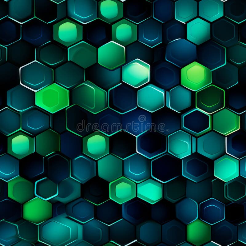 Mesmerizing Hexagonal Tessellation in Captivating Blue and Green Shades ...