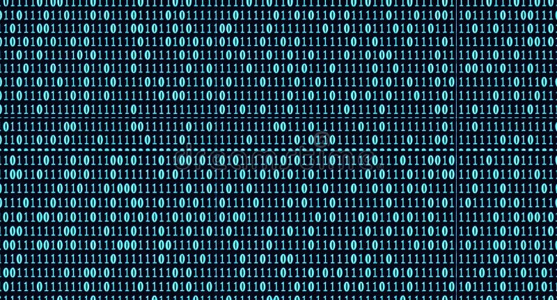 Digital Binary Code Matrix on Dark Blue Background High Angle Depiction of Light and Data Stock ...